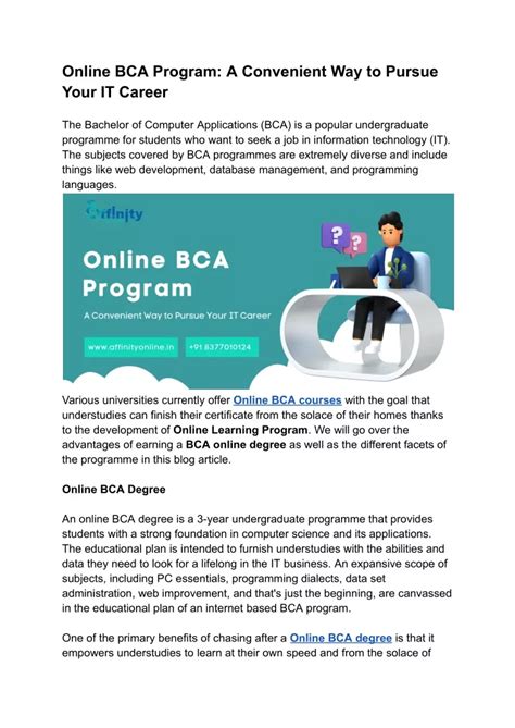 Ppt Online Bca Program A Convenient Way To Pursue Your It Career