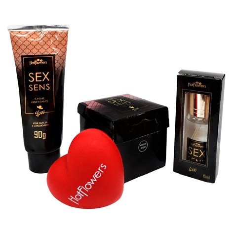 Kit Sex Sens Love Com Vela Creme Perfume E Coração Anti Stress Hot