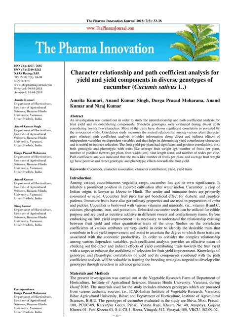 Pdf Character Relationship And Path Coefficient Analysis For Yield And Yield Components In