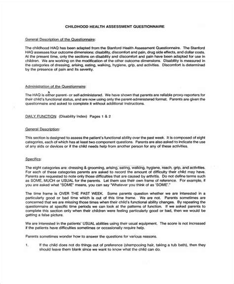 Free 39 Health Assessment Form Samples In Pdf Ms Word