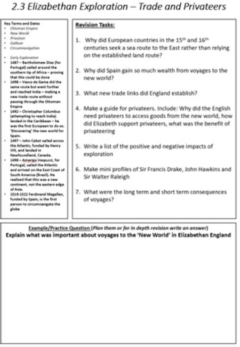 Elizabethan England Revision Booklet Aqa Gcse Teaching Resources