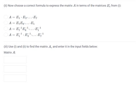 Solved Elementary Matrices It Is Known That The Sequence