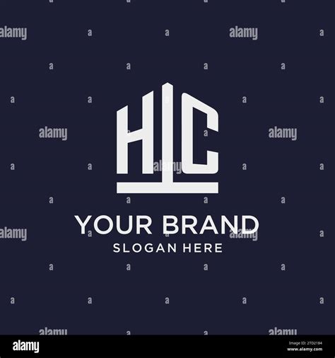 HC Initial Monogram Logo Design With Pentagon Shape Style Design Ideas