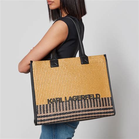 Karl Lagerfeld Kskuare Large Raffia Tote Bag