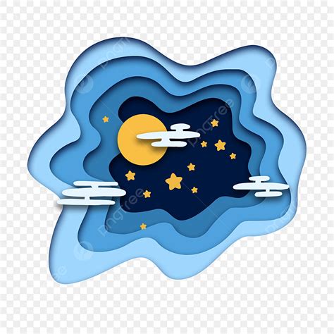 진한 파란색 그라디언트 종이 일러스트 컷 스타일 우주 별이 빛나는 요소 밤하늘 하늘 편평하다 Png 일러스트 및 Psd 이미지 무료 다운로드 Pngtree