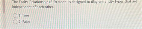 Solved The Entity Relationship E R ﻿model Is Designed To