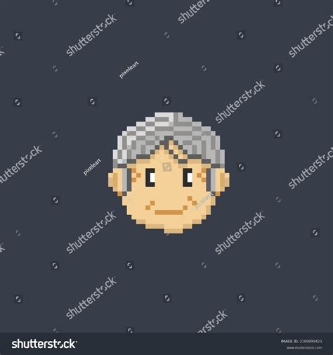 Grandfather Head Pixel Art Style Stock Vector Royalty Free 2189899423