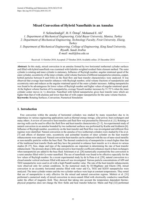 Pdf Mixed Convection Of Hybrid Nanofluids In An Annulus