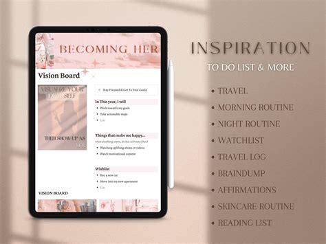 Plr That Girl Notion Template 2024 Aesthetic Planner All In One