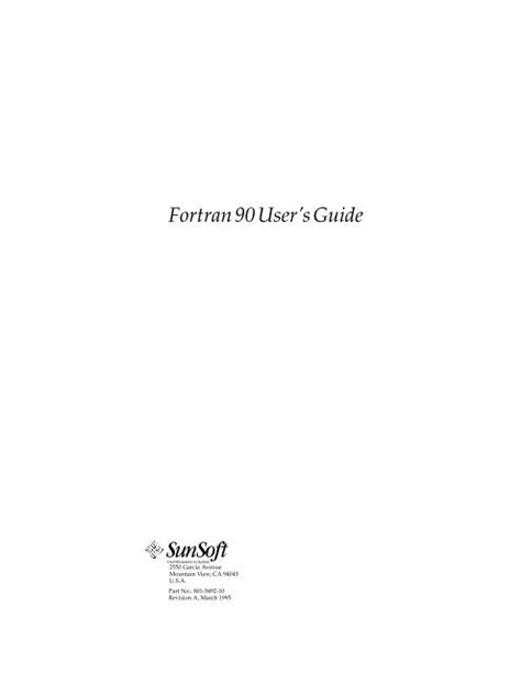 Fortran 90 Users Guide Back To Main Page