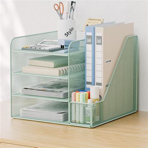 Desktop File Storage Rack Desk Folder Storage Box Metal Book Stand File