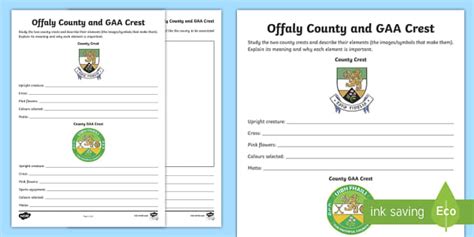 Offaly County And Gaa Crest Worksheet Worksheet Twinkl