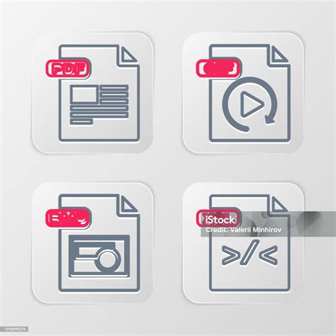 Set Line Xsl File Document Bmp  And Pdf Icon Vector Stock Illustration Download Image Now