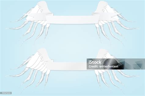 Ligne Art Illustration Des Ailes Dange Et De La Bande Vector Vintage