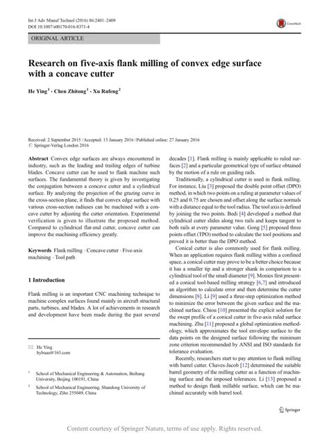 Research On Five Axis Flank Milling Of Convex Edge Surface With A