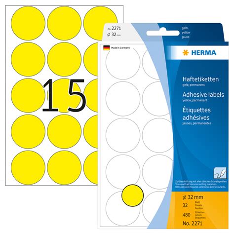 HERMA étiquettes multi usage diamètre mm jaune OFFICE