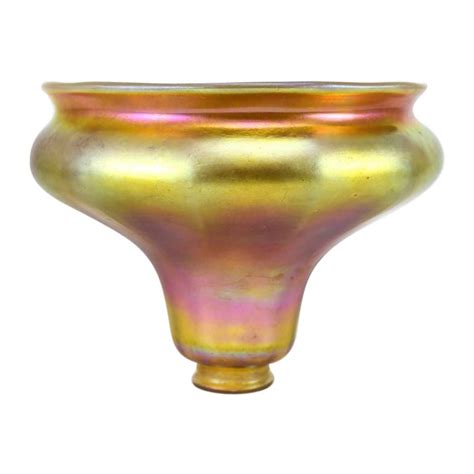 Steuben Art Glass Lamp Shade Gold Aurene Iridescent Glass Circa 1920