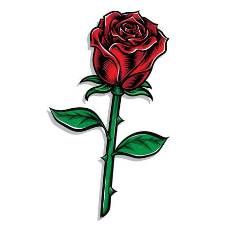 Red Rose With Stem Drawing