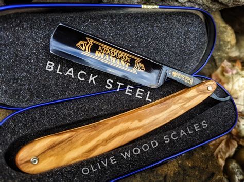 Brand New Dovo Diamant Black Steel Straight Razor, Olivewood Handles ...