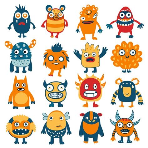 Colorful Cartoon Monsters In Various Playful Poses And Expressions