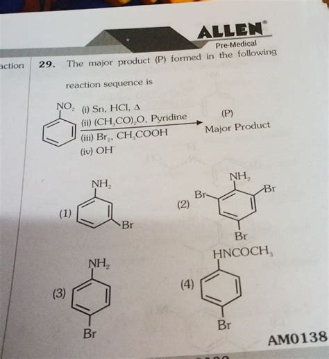 Pre-Medical The major product ( \mathrm { P } ) formed in the following r..