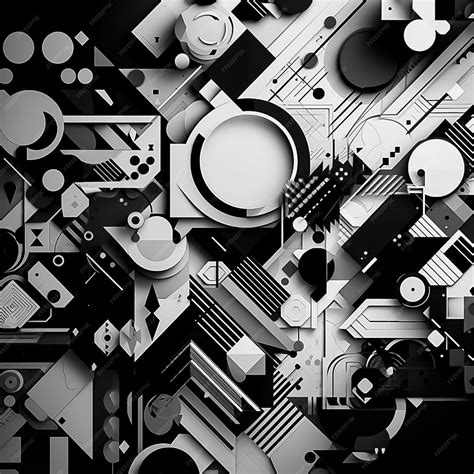 Premium Ai Image Black And White Shapes Art On White Background Ai