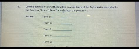solved use the definition to find the first five nonzero