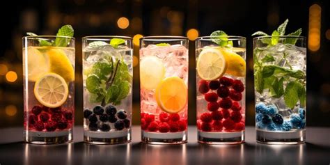 Opções de bebidas saudáveis tés de ervas e águas gás conceito de