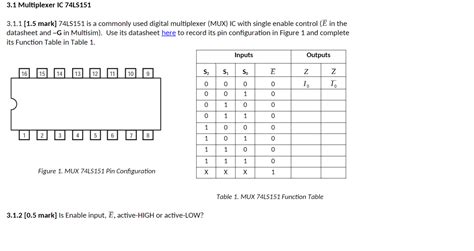 solved 3 1 multiplexer ic 74ls151 3 1 1 1 5 mark] 74ls151