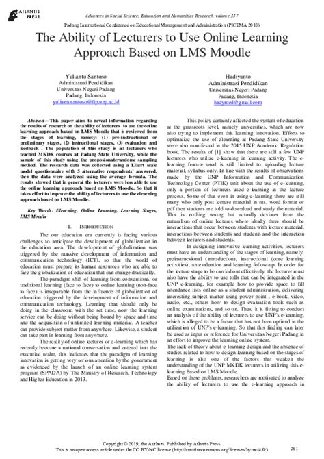 pdf the ability of lecturers to use online learning approach based on