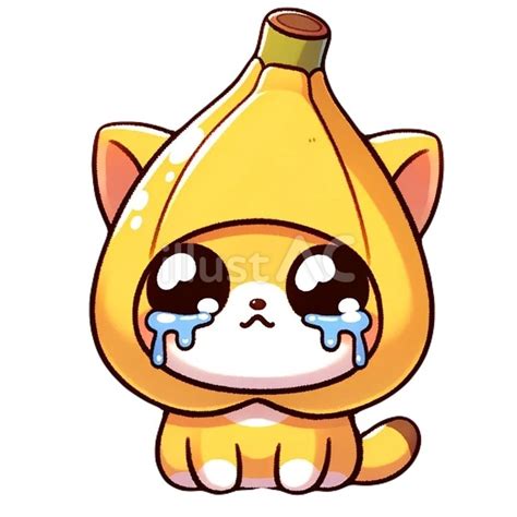 バナナの着ぐるみを着て泣いている猫イラスト No 24848494｜無料イラスト・フリー素材なら「イラストac」
