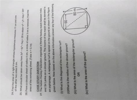 Find The Area Of A Right Triangle Whose Hypotenuse Measures 17 Cm And One