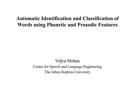 Ppt Automatic Identification And Classification Of Words Using