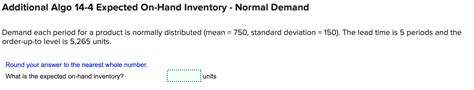solved additional algo 14 4 expected on hand inventory