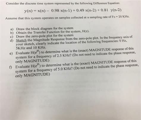 Solved Consider The Discrete Time System Represented By The