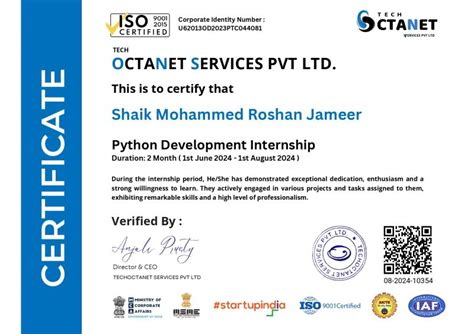 Mohammad Roshan Jameer On Linkedin Python Internship Programming