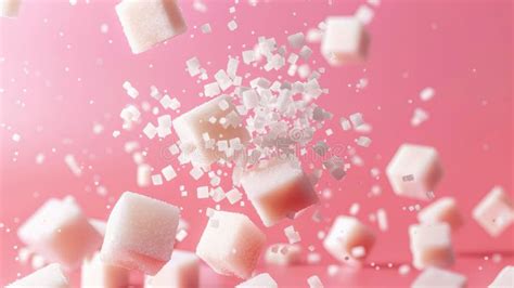 Dynamic Explosion Of Sugar Cubes Symbolizing The Impact Of Sugar On Health Stock Image Image