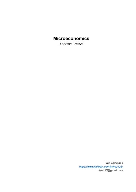 Microeconomics Lecture Notes Pdf