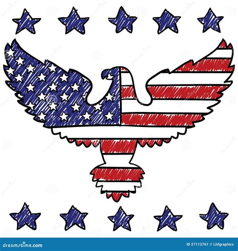 Patriotic American Eagle Sketch Stock Vector Illustration Of White