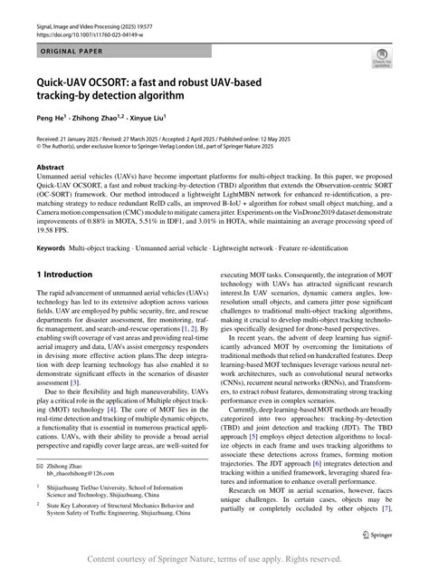 Quick Uav Ocsort A Fast And Robust Uav Based Tracking By Detection Algorithm