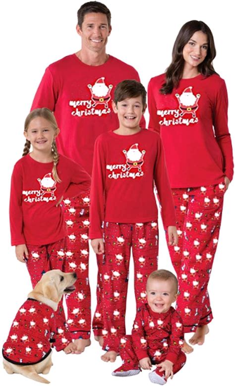 Familie Weihnachts Pyjamas Set Santa Lang Ärmel Schlaf Homewear