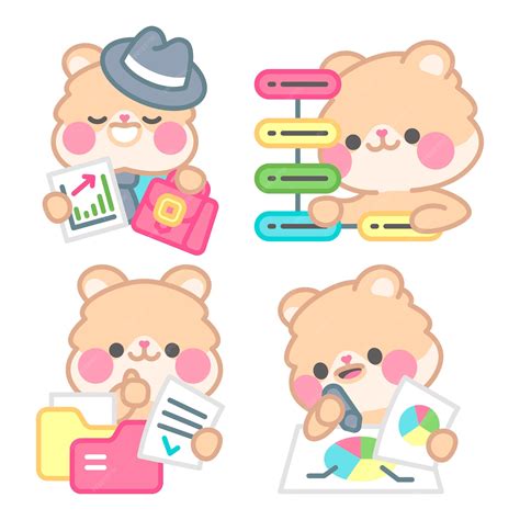 Premium Vector Analyst Stickers Collection With Kimchi The Hamster