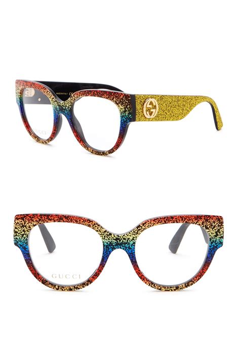 Gucci 50mm Rainbow Glitter Square Optical Frames Lyst