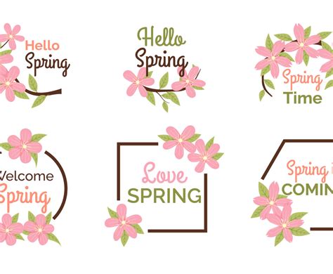 Cherry Blossom Spring Label Collection Vector Art And Graphics