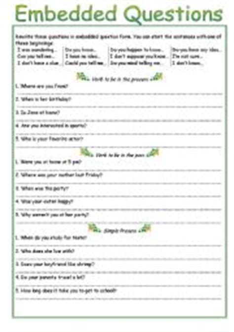 Indirect Or Embedded Questions ESL Worksheet By Mena22
