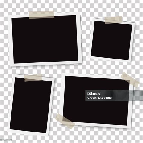 사진 프레임 모형입니다 접착 테이프가있는 빈티지 스타일 레트로 사진 프레임 템플릿 즉석 인화 전송에 대한 스톡 벡터 아트 및 기타 이미지 즉석 인화 전송 액자 프레임