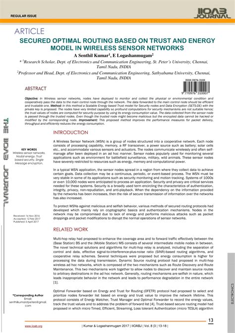 Pdf Article Secured Optimal Routing Based On Trust And Energy Model In Wireless Sensor Networks