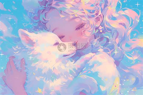 女人和宠物狗插画图片下载 正版图片601180918 摄图网