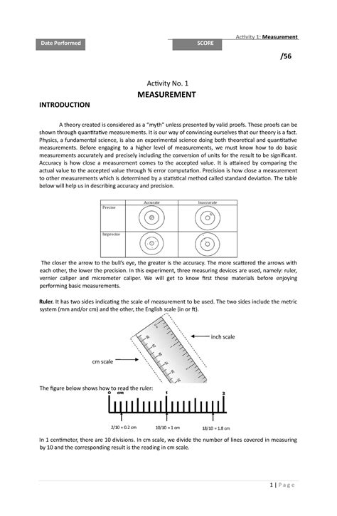 Activity ES A This Is For Mechanical Engineering Students Activity No MEASUREMENT