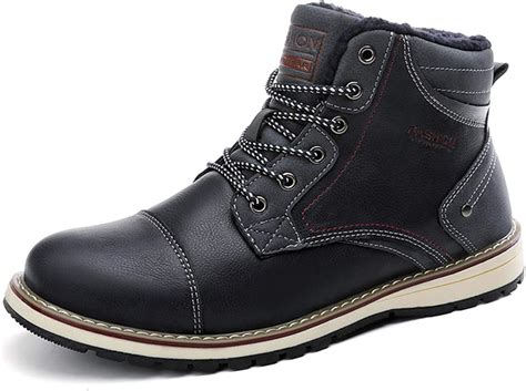 SKTCNB Herren Winterstiefel wasserdicht warm gefüttert Pelz Leder